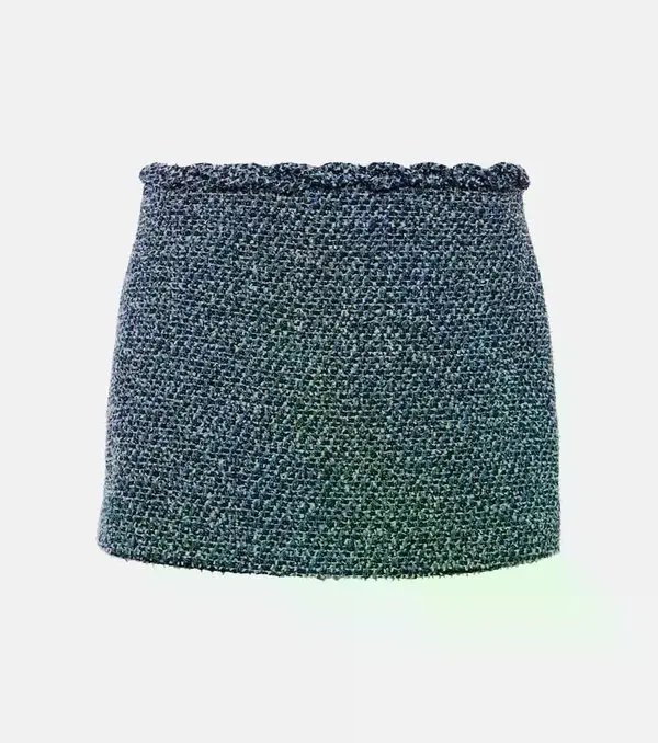 Valentino Garavani Tweed Denim Miniskirt - Blue