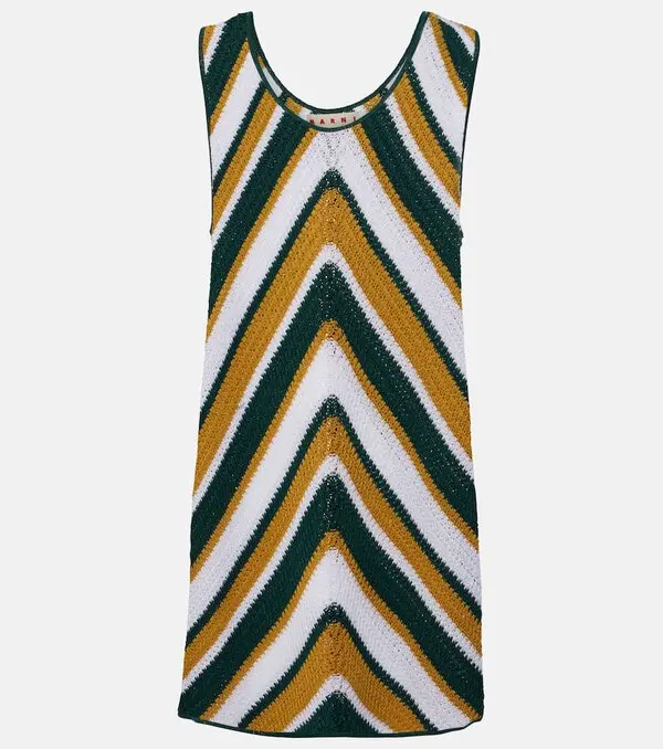 Marni Chevron Knitted Cotton Minidress