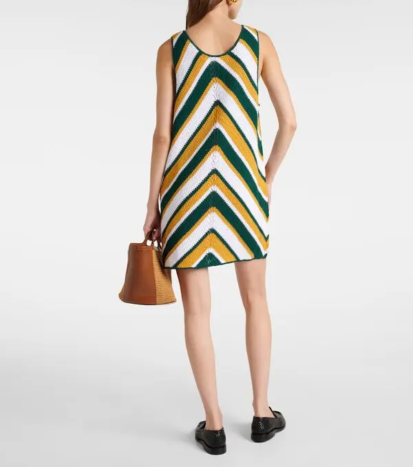 Marni Chevron Knitted Cotton Minidress - Multicoloured