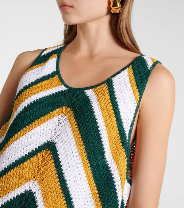 Marni Chevron Knitted Cotton Minidress - Multicoloured