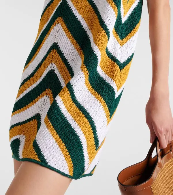Marni Chevron Knitted Cotton Minidress - Multicoloured