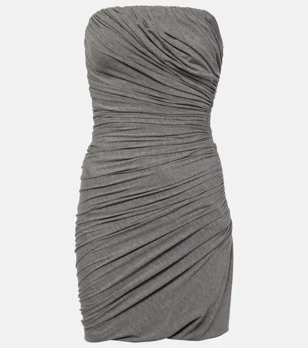 Attico Draped Strapless Minidress - Grey