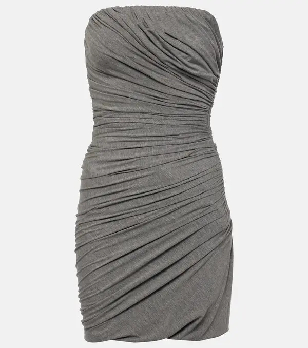 Attico Draped Strapless Minidress - Grey