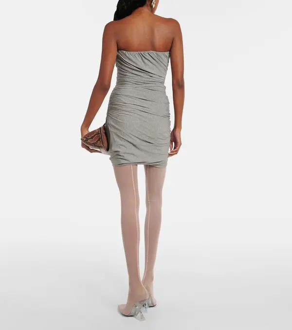 Attico Draped Strapless Mini Dress - Grey