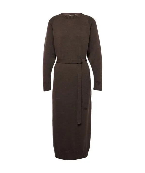 Max Mara Virgin Wool Midi Dress - Beige