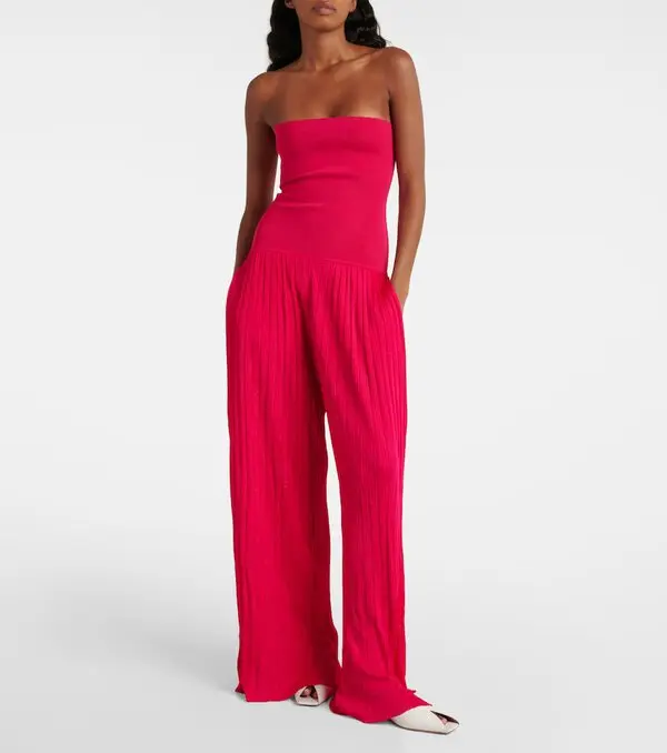 Alaïa Strapless Pleated Jumpsuit