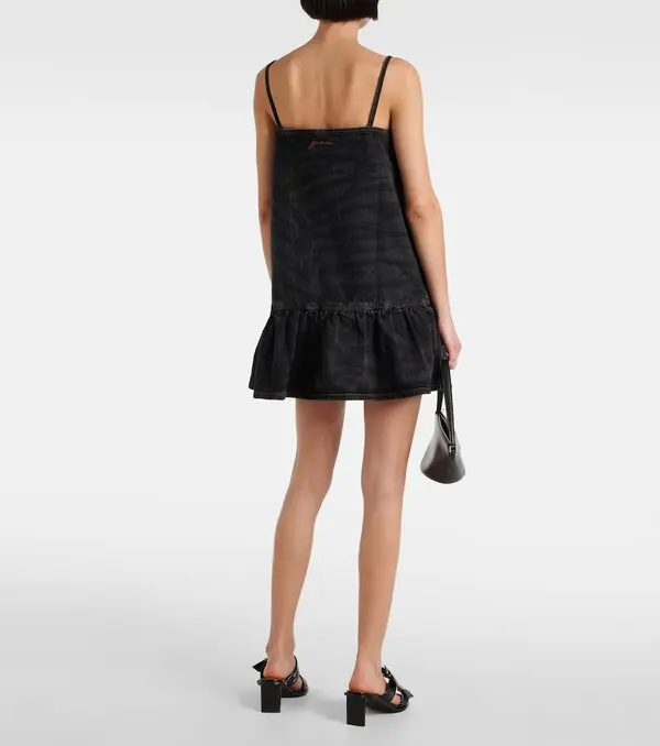 GANNI Zebra-print Denim Minidress