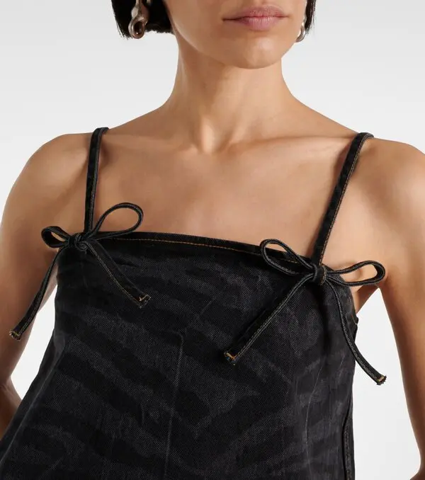 GANNI Zebra-print Denim Minidress