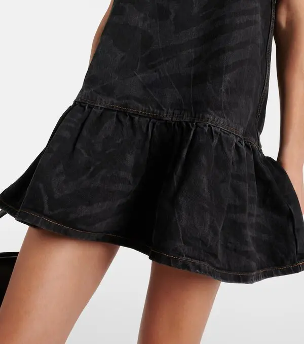 GANNI Zebra-print Denim Minidress