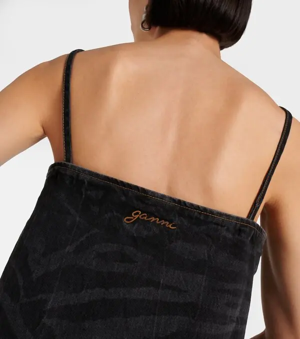 GANNI Zebra-print Denim Minidress