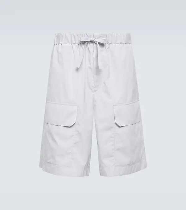 JIL SANDER Striped Cotton Bermuda Shorts - Blue