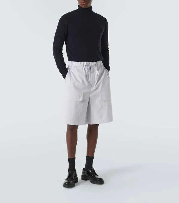 JIL SANDER Striped Cotton Bermuda Shorts - Blue