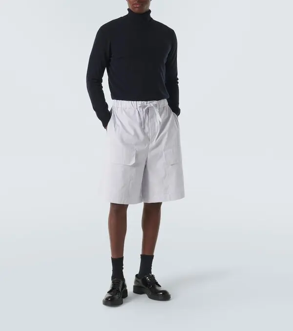 JIL SANDER Striped Cotton Bermuda Shorts