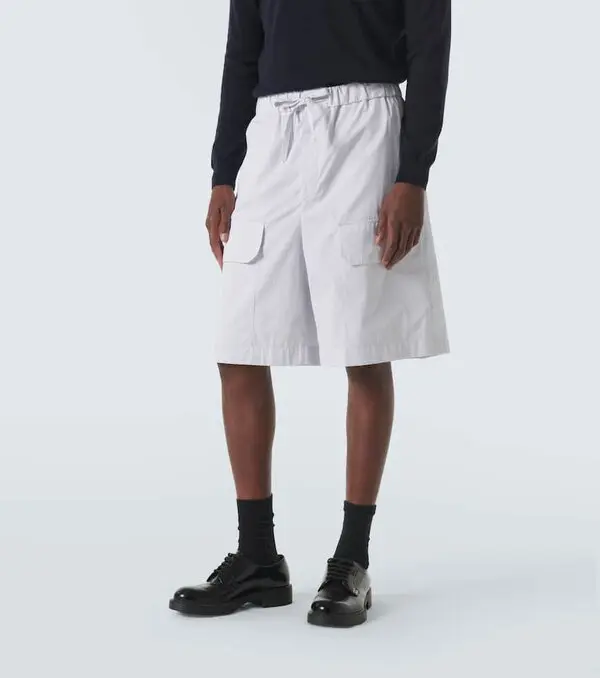 JIL SANDER Striped Cotton Bermuda Shorts - Blue