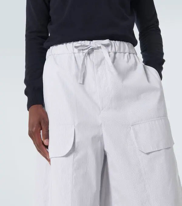 JIL SANDER Striped Cotton Bermuda Shorts - Blue