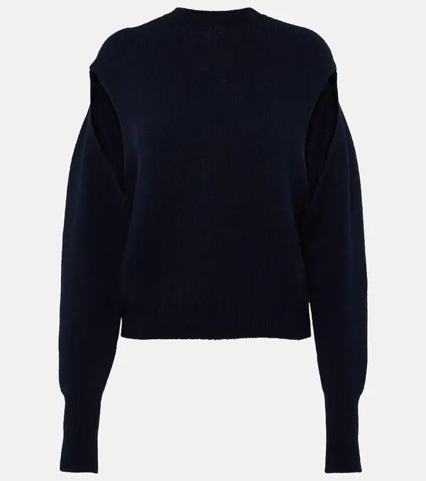 FERRAGAMO Cutout Cashmere-blend Sweater - Blue