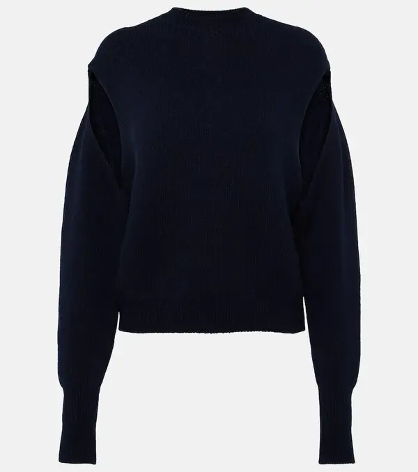FERRAGAMO Cutout Cashmere-blend Sweater - Blue