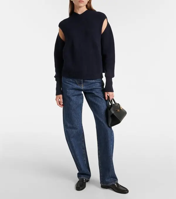 FERRAGAMO Cutout Cashmere-blend Sweater - Blue