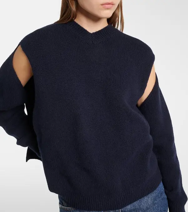 FERRAGAMO Cutout Cashmere-blend Sweater - Blue