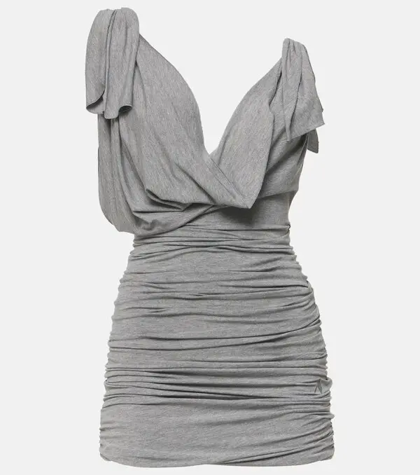 Attico Draped Jersey Minidress - Grey