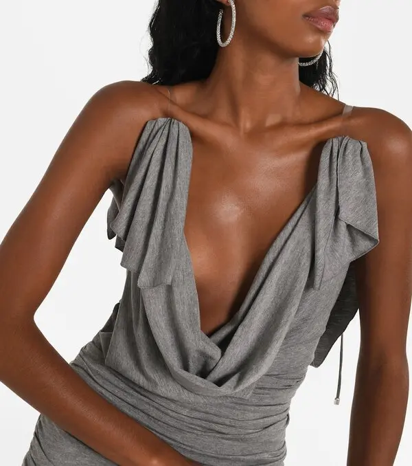 Attico Draped Jersey Minidress - Grey
