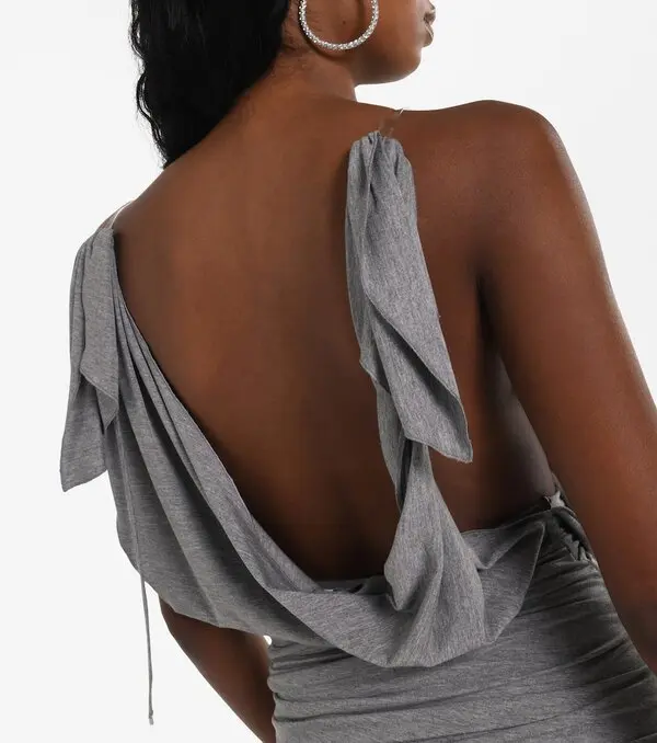 Attico Draped Jersey Minidress - Grey