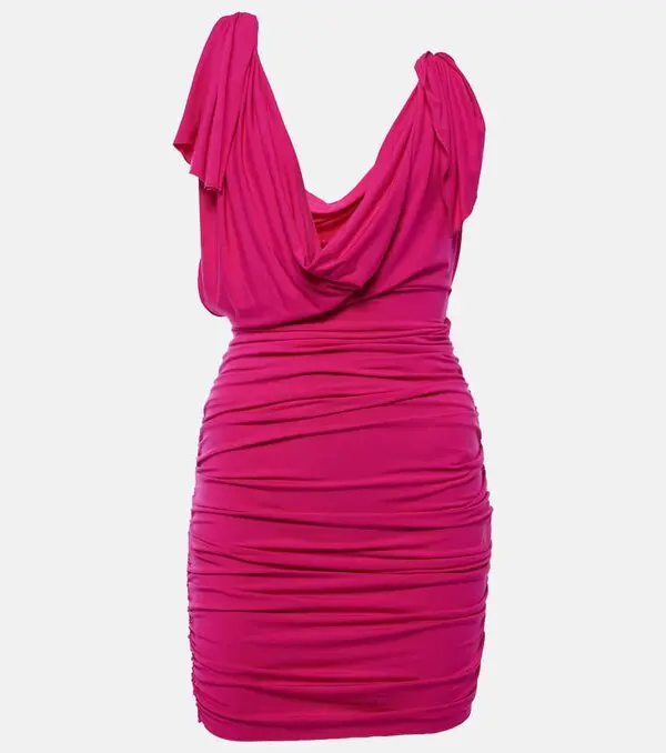 Attico Draped Jersey Minidress - Pink
