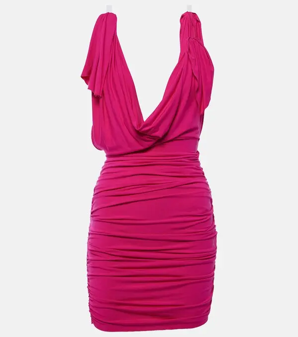 Attico Draped Jersey Minidress - Pink