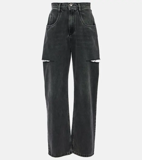 MAISON MARGIELA Cutout High-rise Tapered Jeans - Black