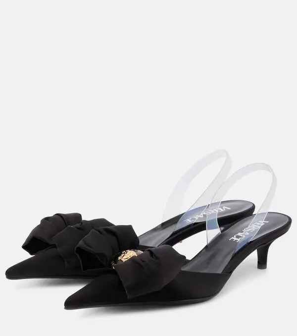 Versace Alia 45 Satin Slingback Pumps