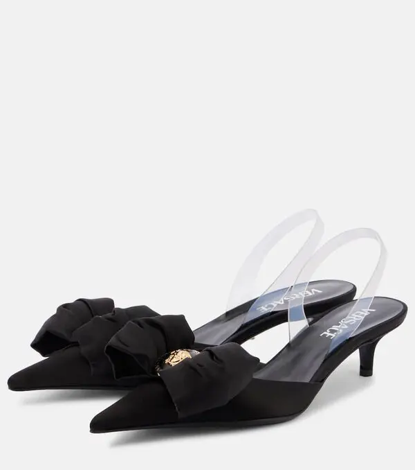 Versace Alia 45 Satin Slingback Pumps