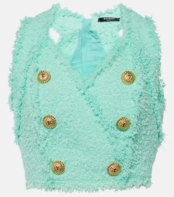 Balmain Tweed Top - Green