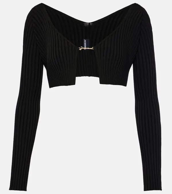 Jacquemus La Maille Pralù Ribbed-knit Cardigan - Black