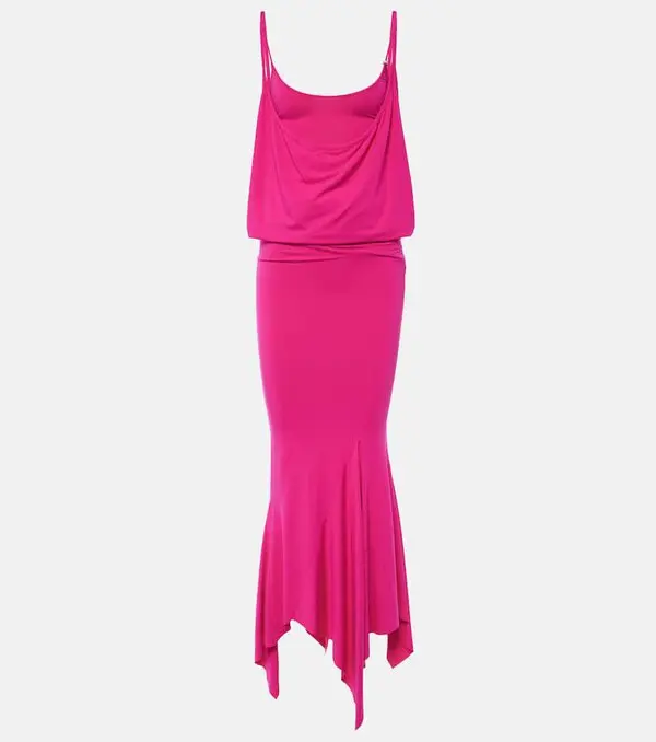 Attico Draped Asymmetric Jersey Midi Dress - Pink