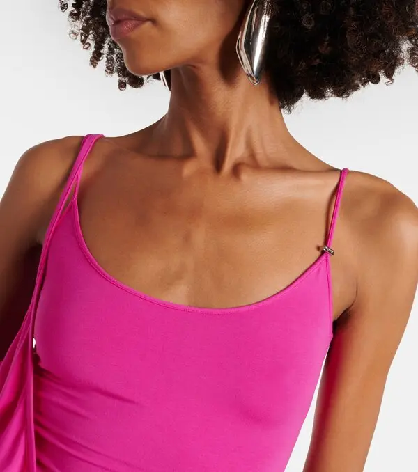 Attico Draped Asymmetric Jersey Midi Dress - Pink