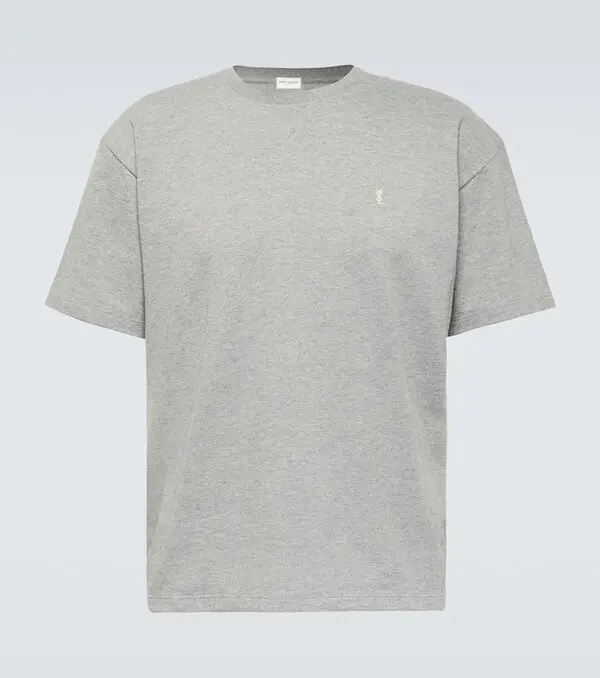 Saint Laurent Cassandre Cotton-blend Piqué T-shirt - Grey
