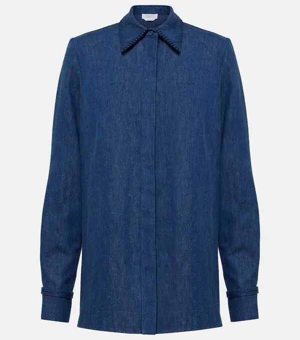 Gabriela Hearst Cruz Cotton And Linen Shirt - Blue