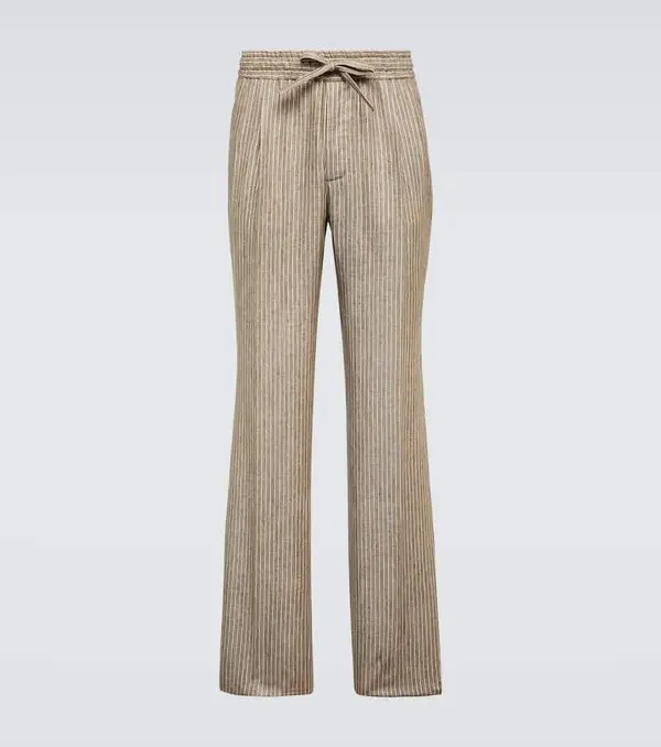 Dolce & Gabbana Striped Linen Full Length Pants