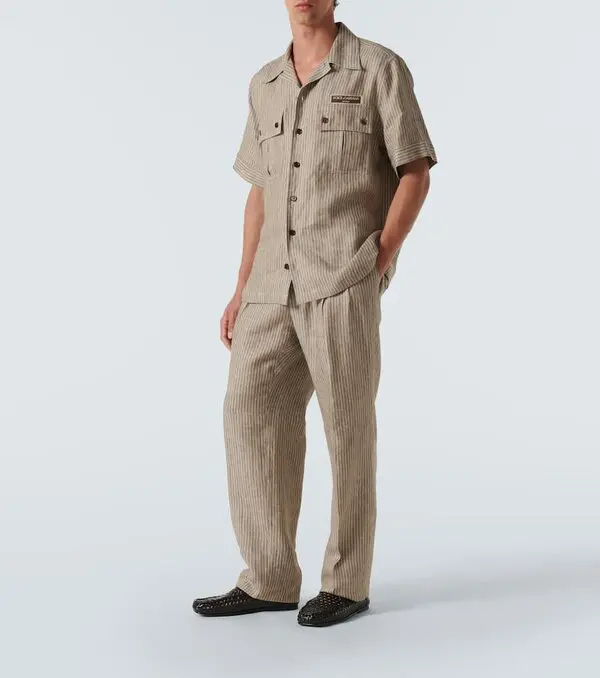 Dolce & Gabbana Striped Linen Full Length Pants