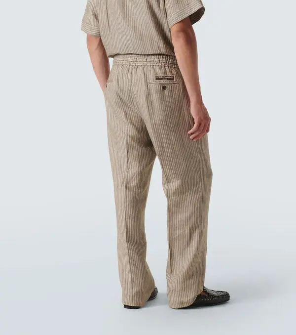 Dolce & Gabbana Striped Linen Full Length Pants