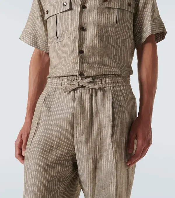 Dolce & Gabbana Striped Linen Full Length Pants