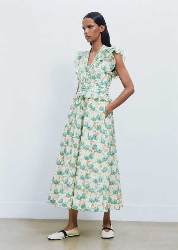 Me+Em Silk Cotton Waterlily Print Maxi Dress + Bandeau In Light Cream/Menthol  Green/Oatmeal - 30% Off | Editorialist