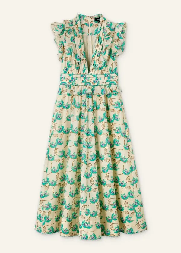 Me+Em Silk Cotton Waterlily Print Maxi Dress + Bandeau In Light  Cream/Menthol Green/Oatmeal - 30% Off | Editorialist