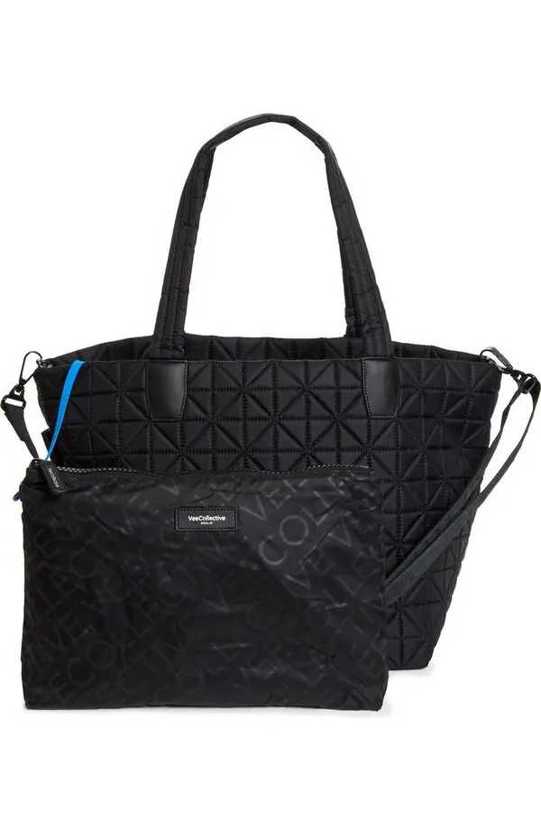 VEECOLLECTIVE Medium Vee Quilted Tote - Black
