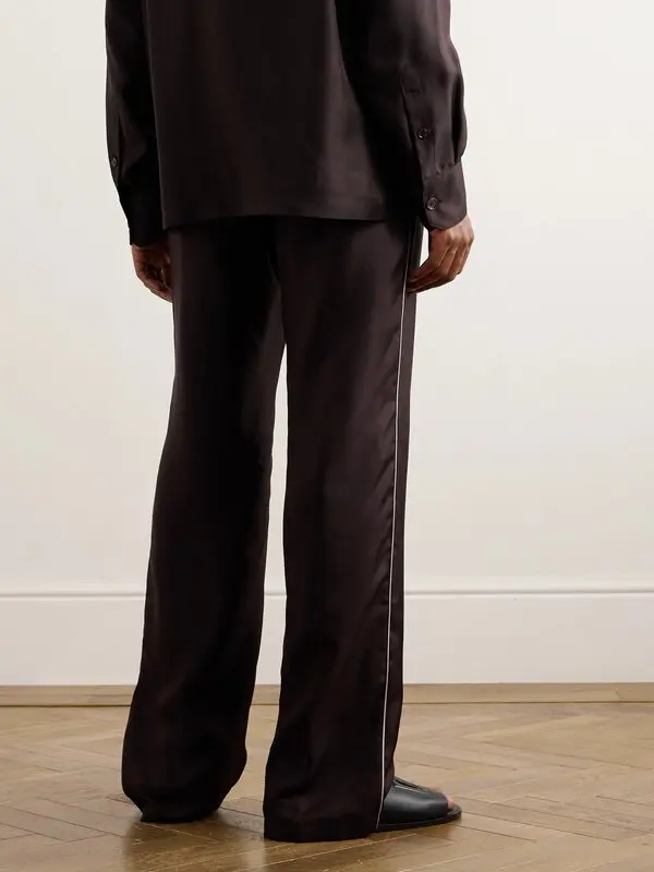 Dolce & Gabbana Logo-embroidered Silk-twill Pyjama Bottoms