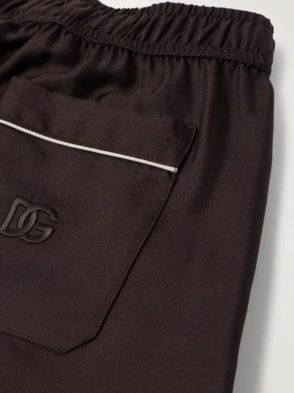 Dolce & Gabbana Logo-embroidered Silk-twill Pyjama Bottoms