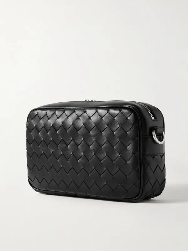 Bottega Veneta Intrecciato Leather Messenger Bag - Black