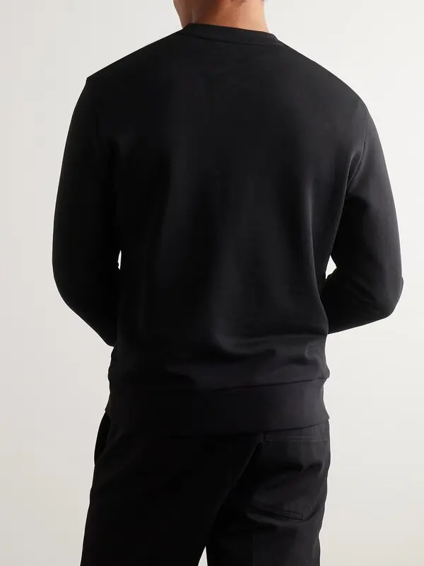 Moncler Appliquéd Logo-flocked Cotton-jersey Sweatshirt - Black