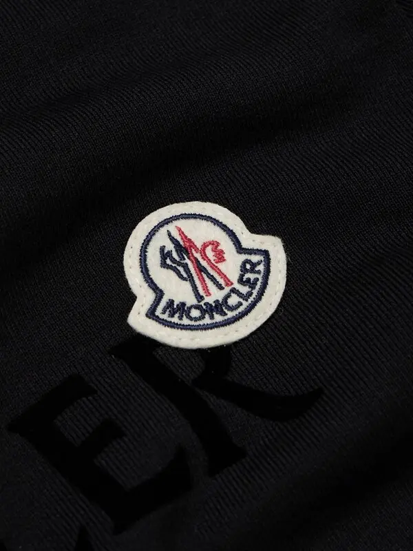 Moncler Appliquéd Logo-flocked Cotton-jersey Sweatshirt - Black