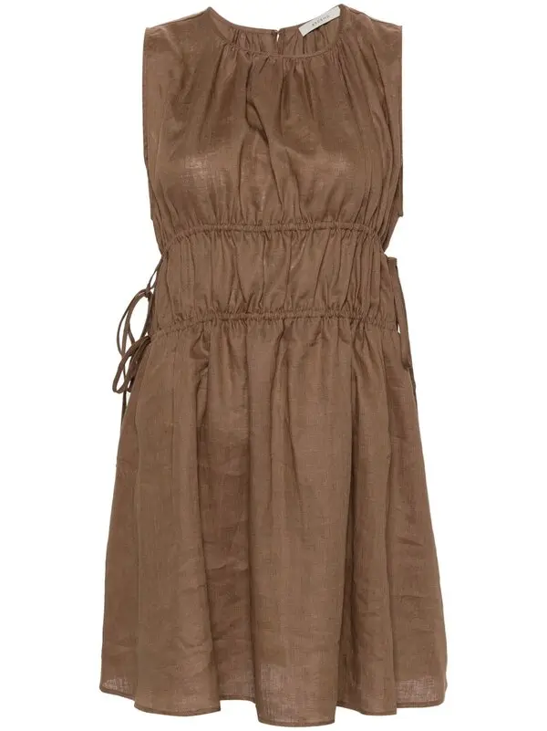 brown chiffon dress Arra Chiffon And Lace Halter Maxi Dress - Cacao Brown main image 1